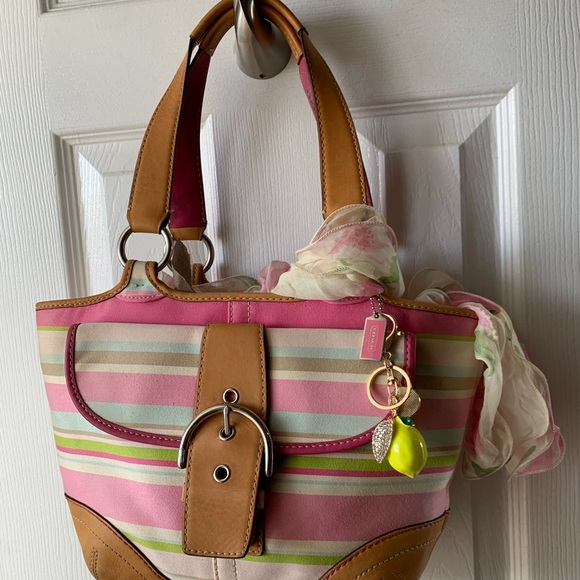 Coach | Bags | Coach Multicolor Striped Tote Bag | Poshmark